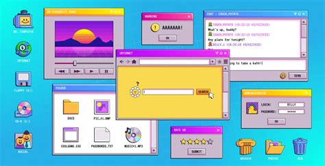 retro computer screen interface windows frames vector image