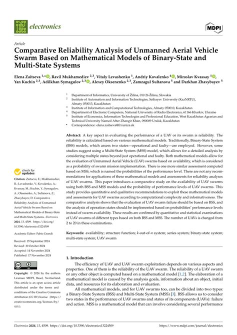 Pdf Comparative Reliability Analysis Of Unmanned Aerial Vehicle Swarm