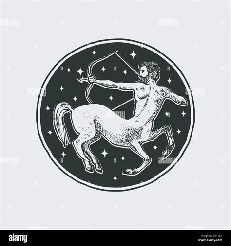 Sagittarius Zodiac Icon Astrology Horoscope With Sign Calendar Template Collection Outline
