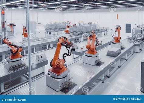 A Factory Of The Future Where Automated Systems And Robots Work In