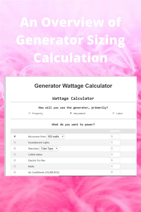An Overview Of Generator Sizing Calculation Generators Zone