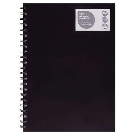 Wilko A4 Wiro Lined Notebook 100 Sheets 80gsm Wilko