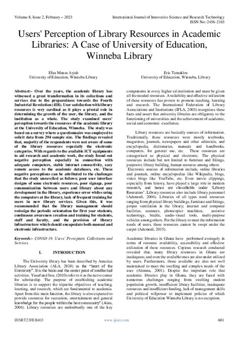 Pdf Users Perception Of Library Resources In Academic Libraries A Case Of University Of