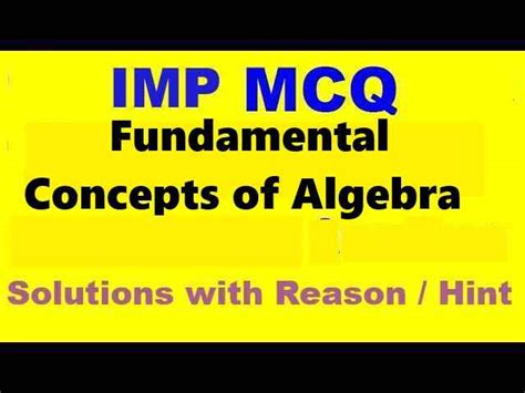 Fundamental Concepts Of Algebra Mcqs Class 6 Rs Aggarwal Exe 12g Goyal Brothers Icse Maths