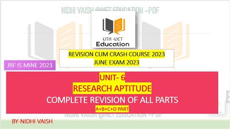 Nta Ugc Netrevision Cum Crash Course 2023 Unit 6 Research Aptitute All Parts Revisions