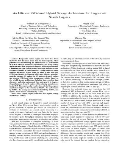An Efficient Ssd Based Hybrid Storage Architecture For Large Scale