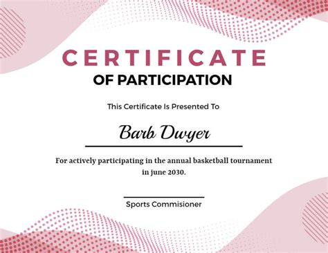 Participation Certificate Sample