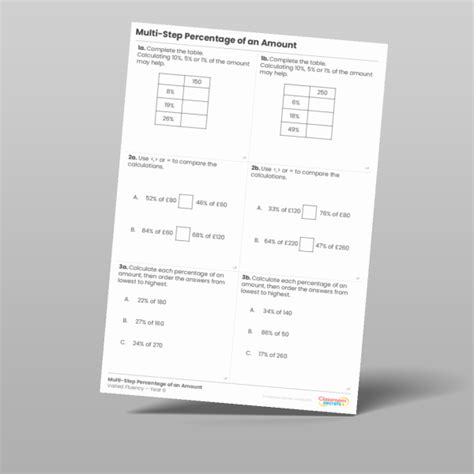 Multi Step Percentage Of An Amount Varied Fluency Resource Classroom