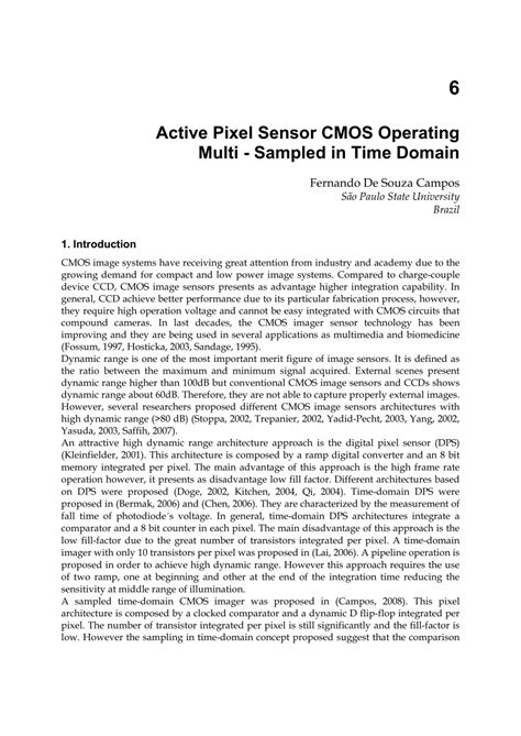 PDF Active Pixel Sensor CMOS Operating Multi Sampled In Time Domain