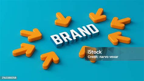 초점과 브랜드 인지도를 상징하는 브랜드 텍스트를 가리키는 3d 화살표 3d 렌더링 Po에 대한 스톡 사진 및 기타 이미지 Po 감각 지각 개념 Istock