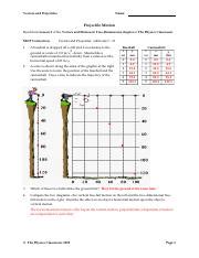Projectile Packet Answers Doc Vectors And Projectiles Name Projectile Motion Read From Lesson