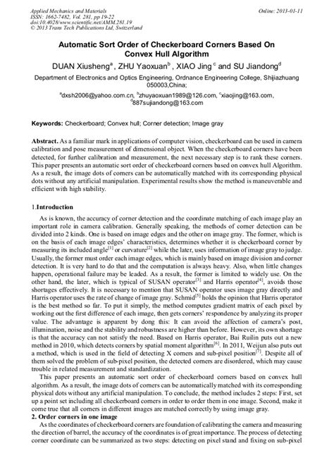 Automatic Sort Order Of Checkerboard Corners Based On Convex Hull