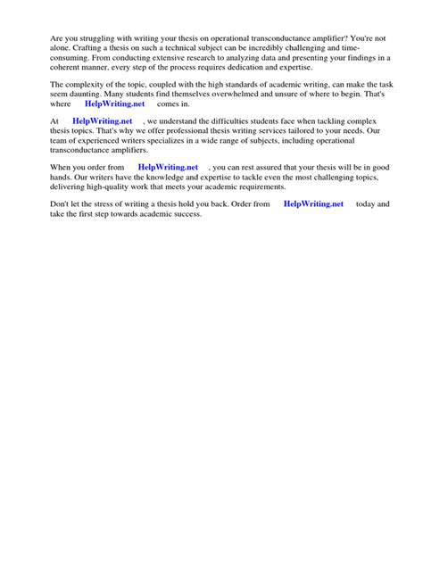 Thesis On Operational Transconductance Amplifier Pdf