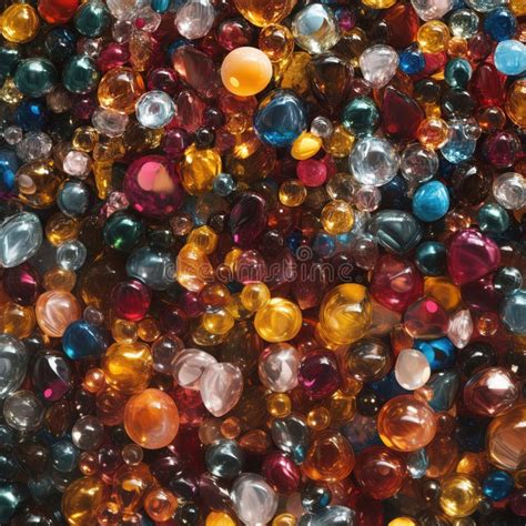 Colorful Abstract Composition Of Glass Like Spheres And Droplets In