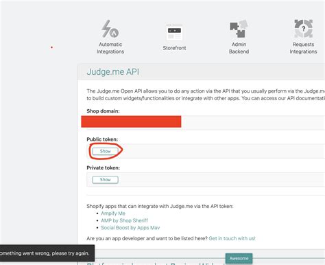 N Not Able To Generate Public Api Token In Judgeme Shopify Stack Overflow