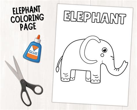 Elephant Craft Template Printable Elephant Craftivity Color Cut