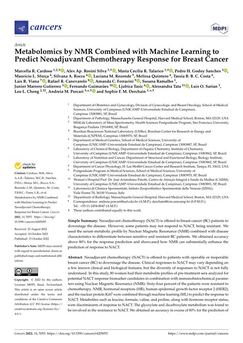 Pdf Metabolomics By Nmr Combined With Machine Learning To Predict