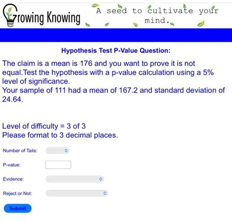 Solved Hypothesis Test P Value Question The Claim Is A Mean