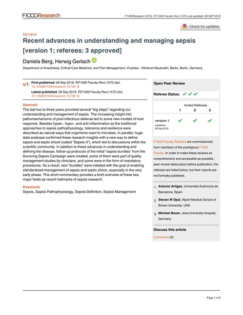 Pdf Recent Advances In Understanding And Managing Sepsis