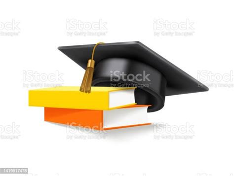 그라루에이션 캡이있는 컬러 북 흰색 배경에 격리 된 3d 벡터 아이콘 교육에 대한 스톡 벡터 아트 및 기타 이미지 교육