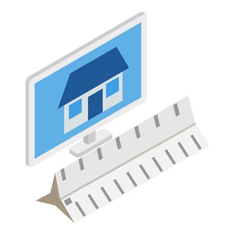Premium Vector House Project Icon Isometric Vector Building On Monitor And Three Sided Ruler
