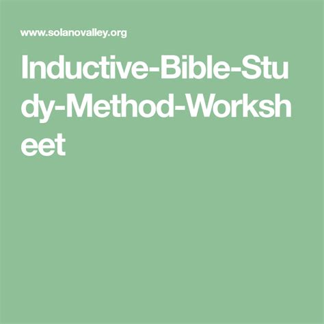 Inductive Bible Study Method Worksheet Bible Study Methods Inductive Bible Study Study Methods