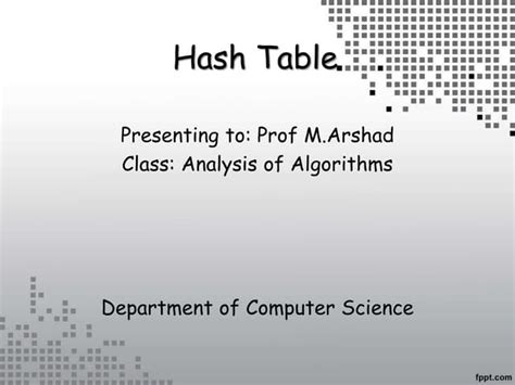 Hash Table In Data Structure And Algorithm Pptx
