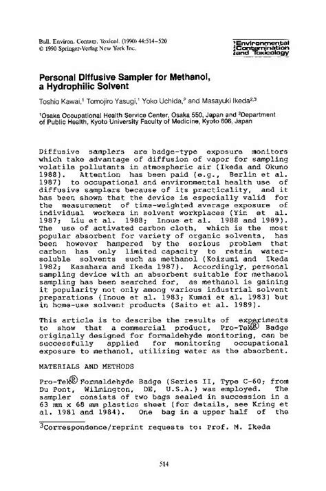 Pdf Personal Diffusive Sampler For Methanol A Hydrophilic Solvent Dokumen Tips