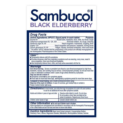 Sambucol Cold And Flu Relief Tablets 60 Count Buy Online In South