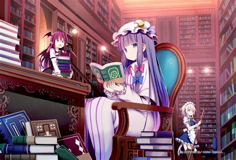 Patchouli Knowledge In Her Library [touhou] R Animegirlsreading