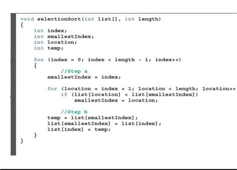 Solved This Is A Function For Selection Sort I Need The Full Chegg Com