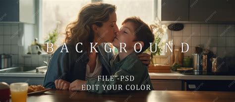 Affectionate Mother Kissing Boy Premium Ai Generated Psd