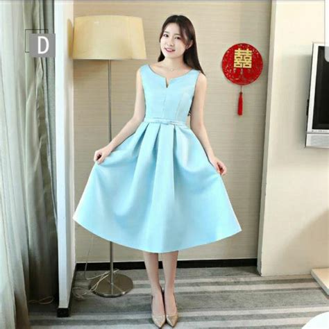 สินค้าพรีออเดอร์[รอ15วัน] เดรสออกงานสีฟ้า ชุดเพื่อนเจ้าสาว ชุดราตรี Shopee Thailand