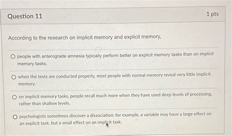 Solved Question 111ptsaccording To The Research On Implicit
