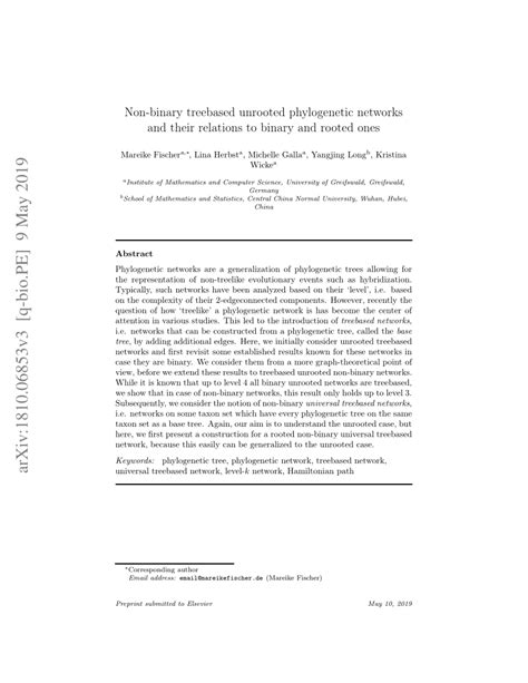 Pdf Non Binary Treebased Unrooted Phylogenetic Networks And Their Relations To Binary And