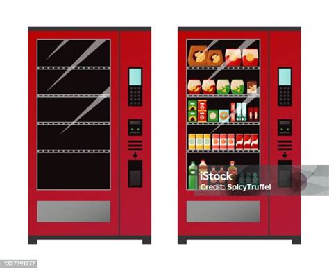 자동판매기 스낵이나 음료의 비어 있고 완전한 오토매트 식품 판매 장비 생수와 주스를 구입하기위한 장치 패널 또는 버튼이 있는