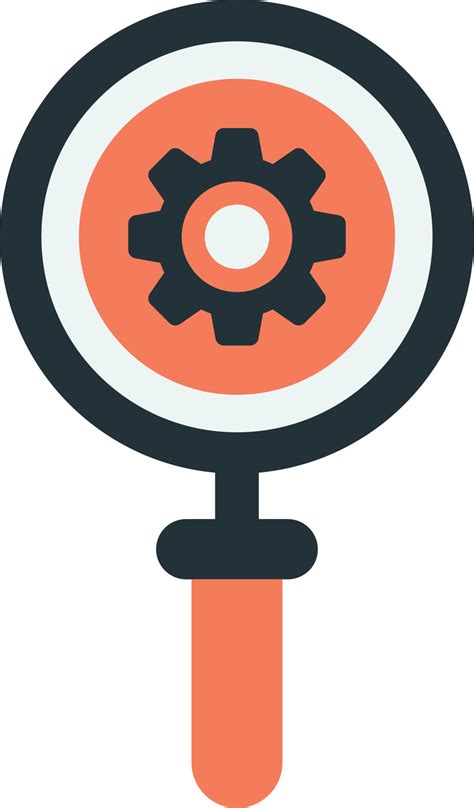 Magnifying Glass And Cogs Illustration In Minimal Style 13396670 Vector