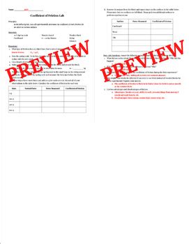 Coefficient Of Friction Lab By AstroNerd TPT