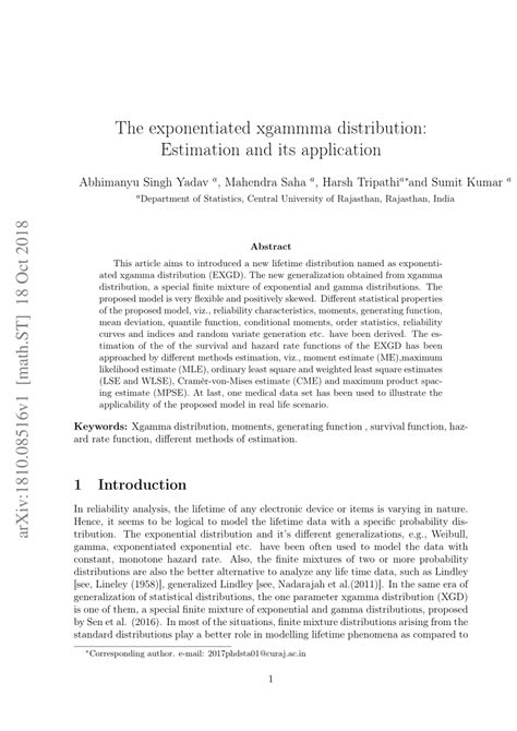 Pdf The Exponentiated Xgammma Distribution Estimation And Its