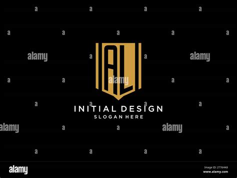 AL Monogram Logo With Geometric Shield Icon Design Inspiration Stock Vector Image Art Alamy