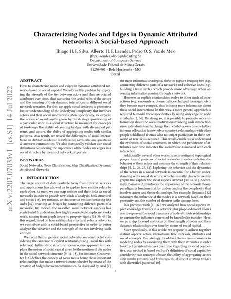 Pdf Characterizing Nodes And Edges In Dynamic Attributed Networks A Social Based Approach