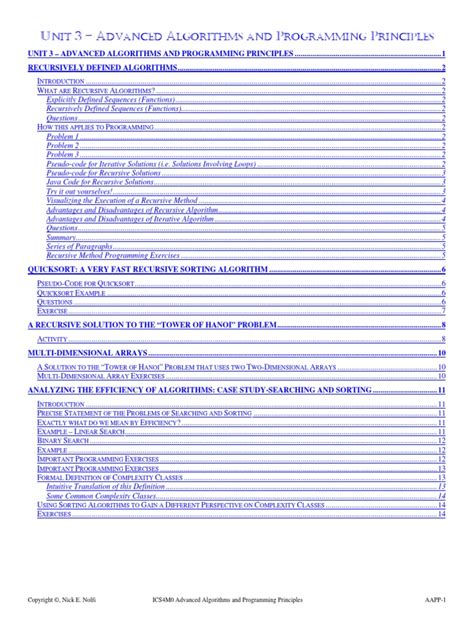 unit 3 advanced algorithms and programming principles pdf