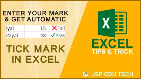 excel tricks tick mark in mark sheet exceltricks excel exceltips