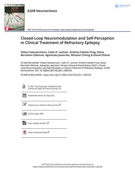 Pdf Closed Loop Neuromodulation And Self Perception In Clinical