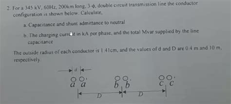 Solved 2 For A 345kv 60 Hz 200 Km Long 3−ϕ Double Circuit