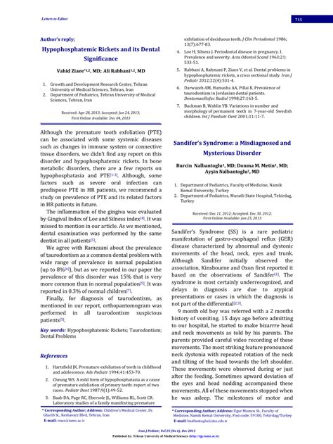 Pdf Sandifers Syndrome A Misdiagnosed And Mysterious Disorder