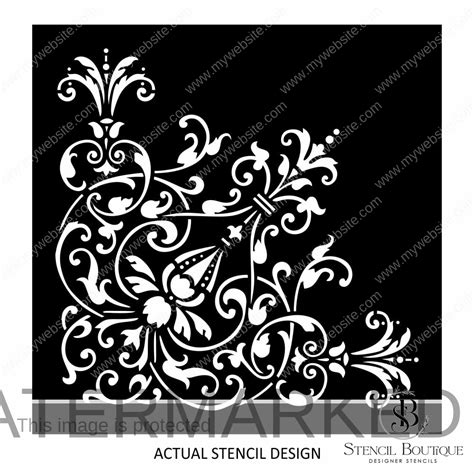 Clara Damask Corner Stencil Stencil Boutique