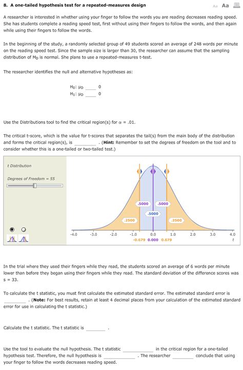 Solved 8 A One Tailed Hypothesis Test For A