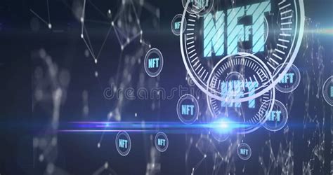 Nft Text On Multiple Round Scanners Floating Against Network Of
