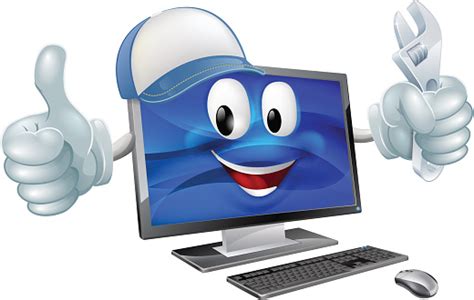 ตัวการ์ตูนซ่อมคอมพิวเตอร์ ภาพประกอบสต็อก ดาวน์โหลดรูปภาพตอนนี้ ตุ๊กตาสัญลักษณ์ หน้าจอ